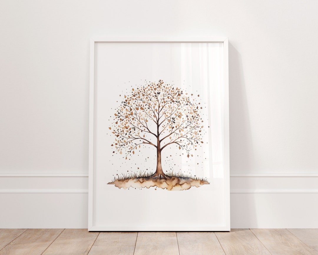 Brown Tree of Life Print, Watercolor Brown Tree of Life, Tree of Life ...
