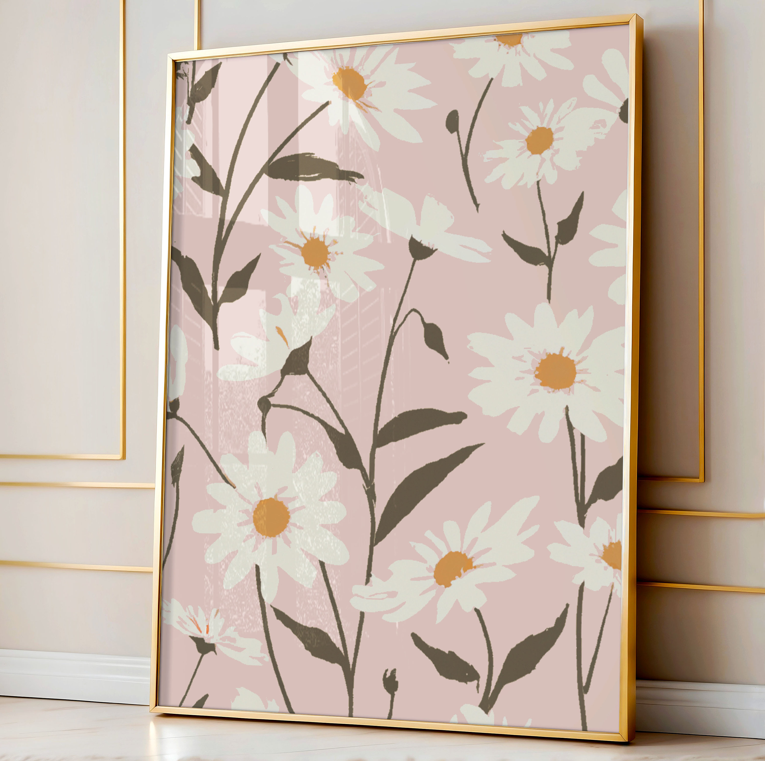 Daisies Floral Pink Printable Art Poster, Flower Posters, Pink ...