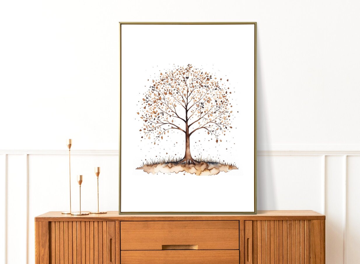 Brown Tree of Life Print, Watercolor Brown Tree of Life, Tree of Life ...