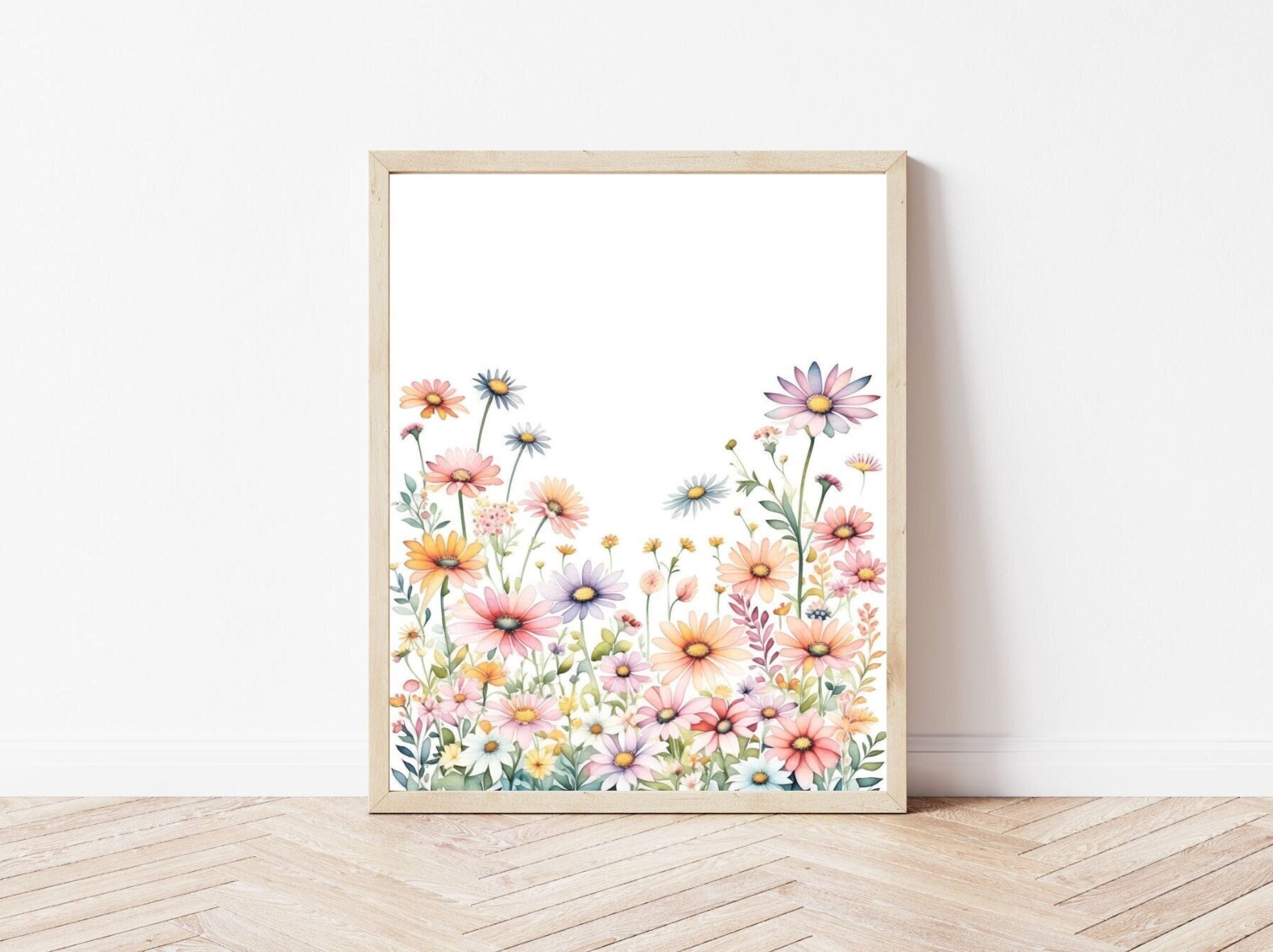 Colorful Daisy Print, Spring Flower Print, Floral Posters, Watercolor ...
