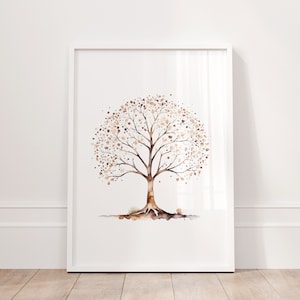 Brown Tree of Life Print, Watercolor Brown Tree of Life, Tree of Life ...