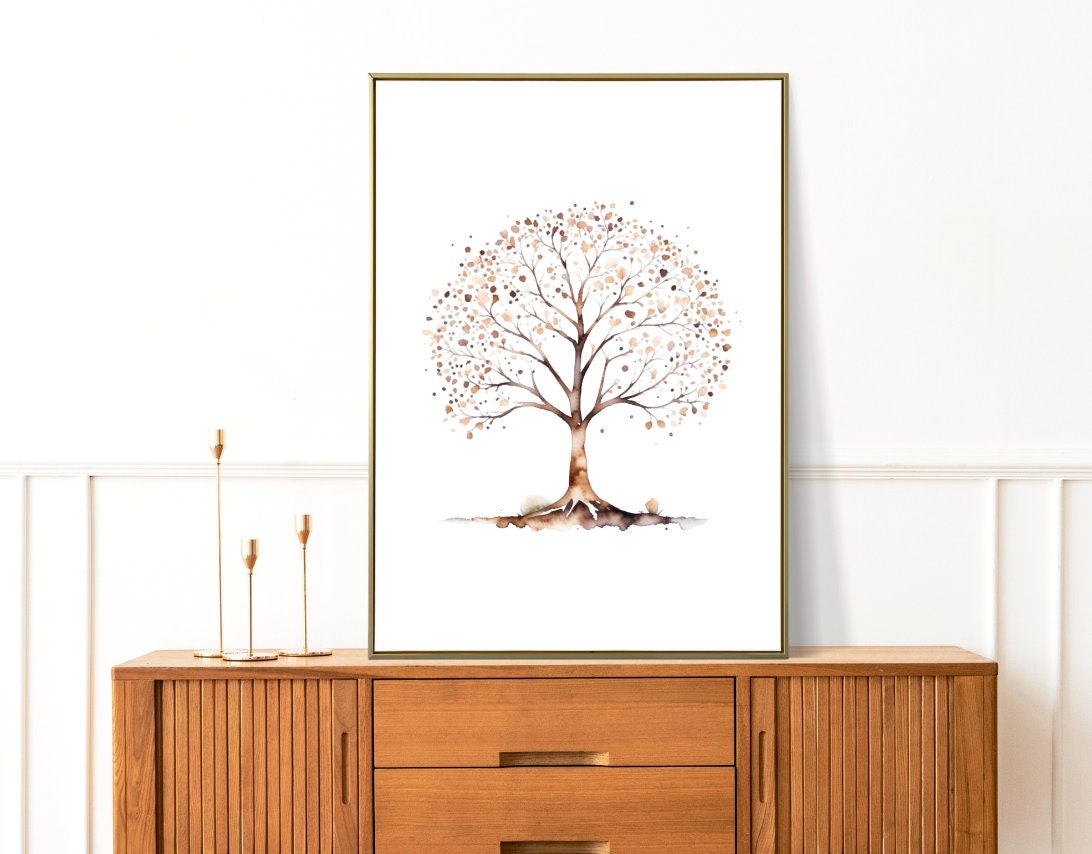 Brown Tree of Life Print, Watercolor Brown Tree of Life, Tree of Life ...