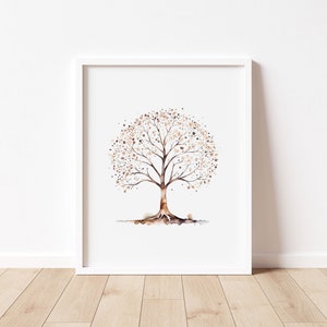 Brown Tree of Life Print, Watercolor Brown Tree of Life, Tree of Life ...