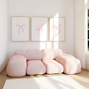 Light Pink Bow Custom Initial Name Art, Pink Girly Posters, Pink ...