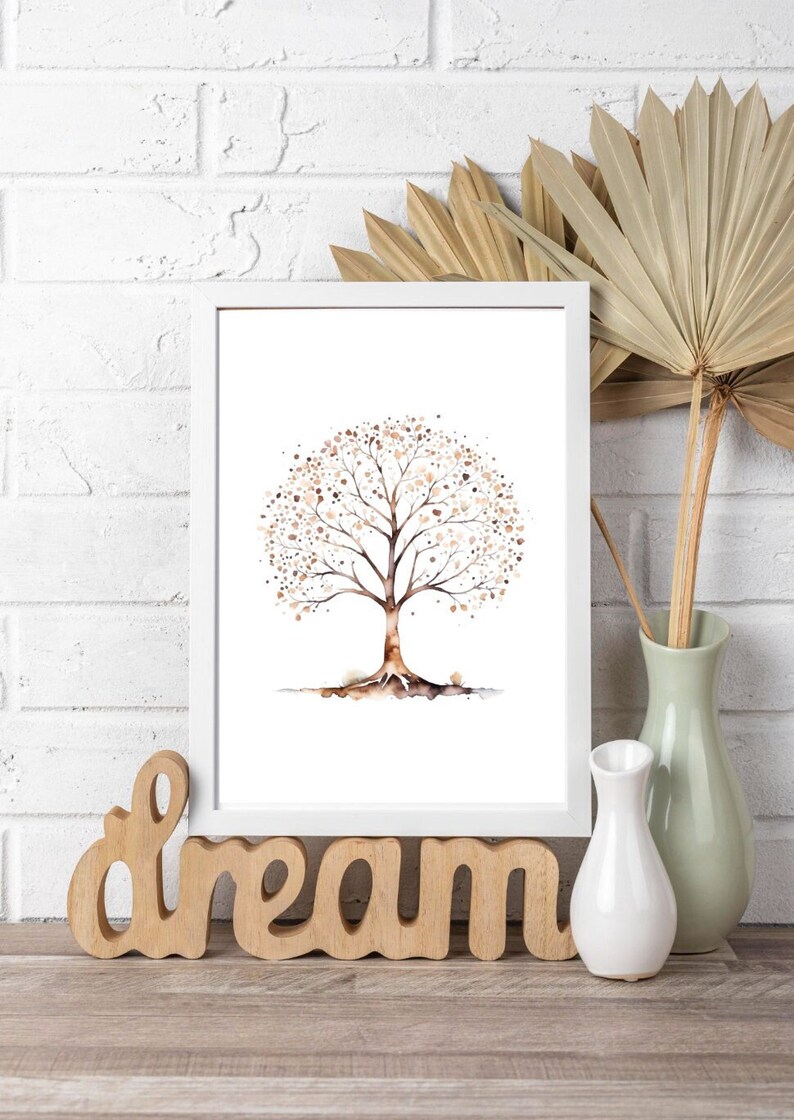 Brown Tree of Life Print, Watercolor Brown Tree of Life, Tree of Life ...