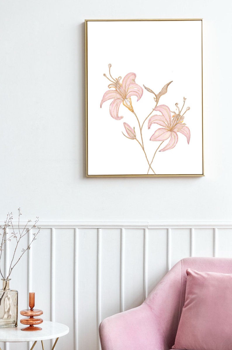 Light Pink Lilies Print, Spring Flower Prints, Floral Posters, Lily ...
