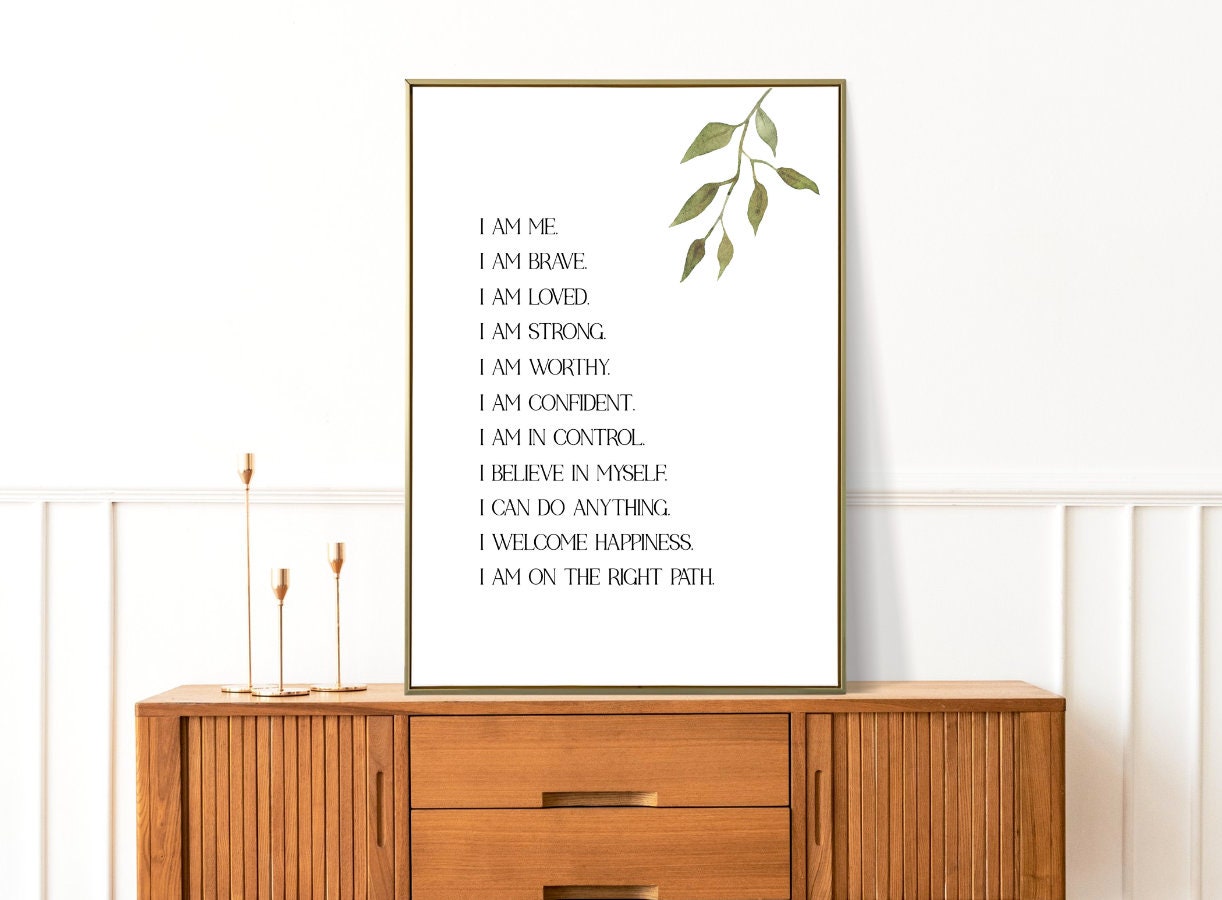 Positive Affirmations Minimal Print, Affirmation Posters, Printable ...