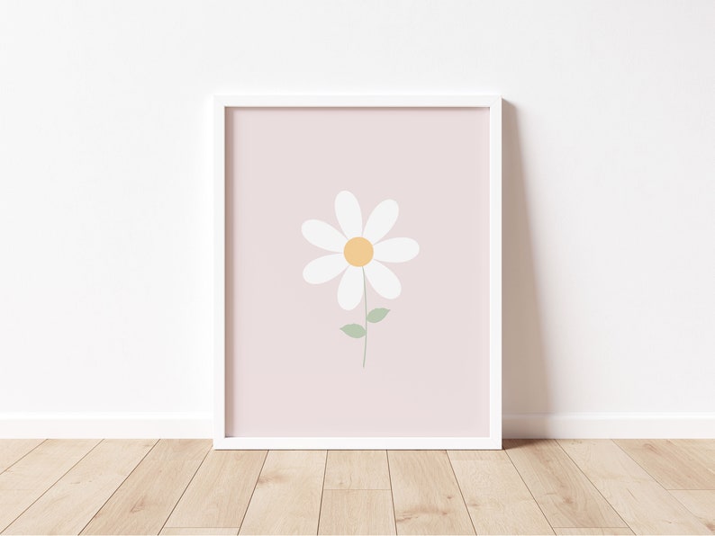 Set of 3 Daisy Flower Art, Girls Boho Nursery Daisies Art, Butterfly ...