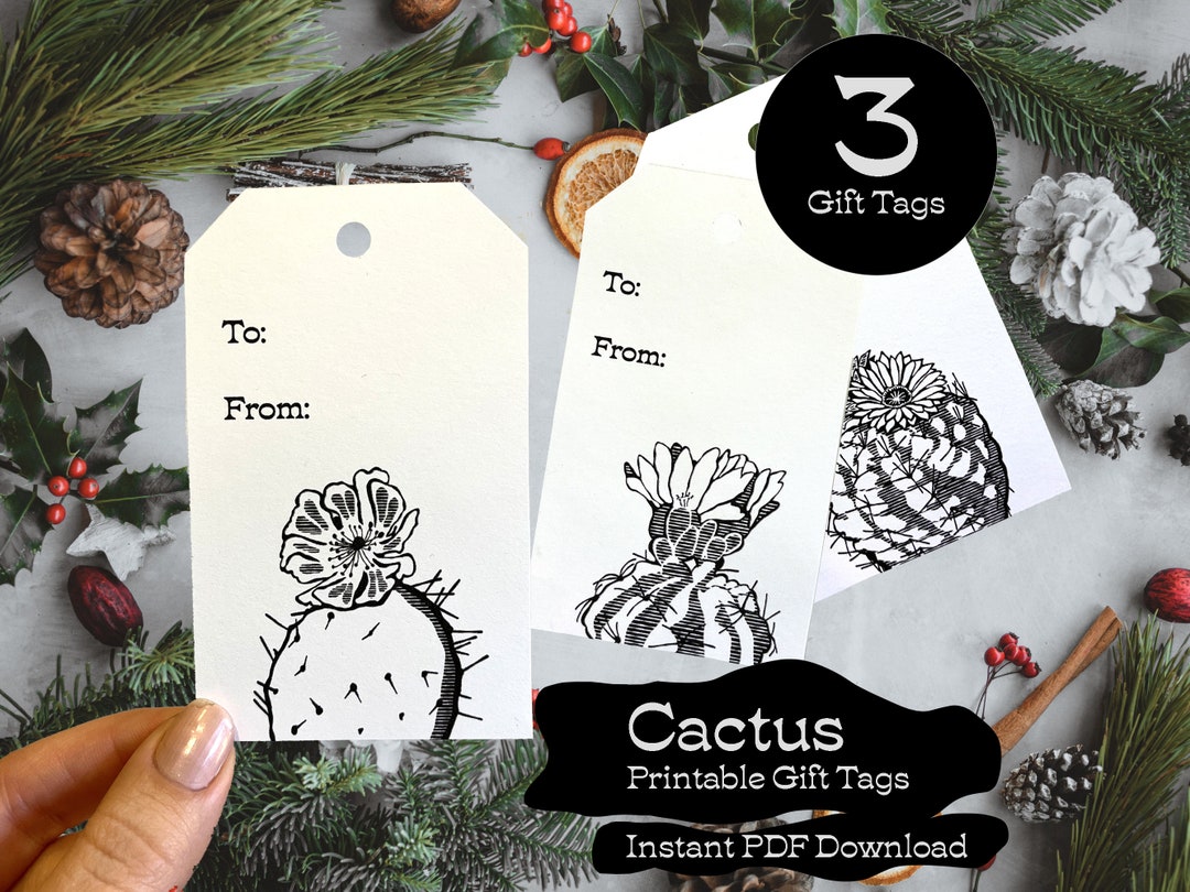 Printable Cactus Gift Tags - Downloadable, US Letter, A4 & PNG for ...