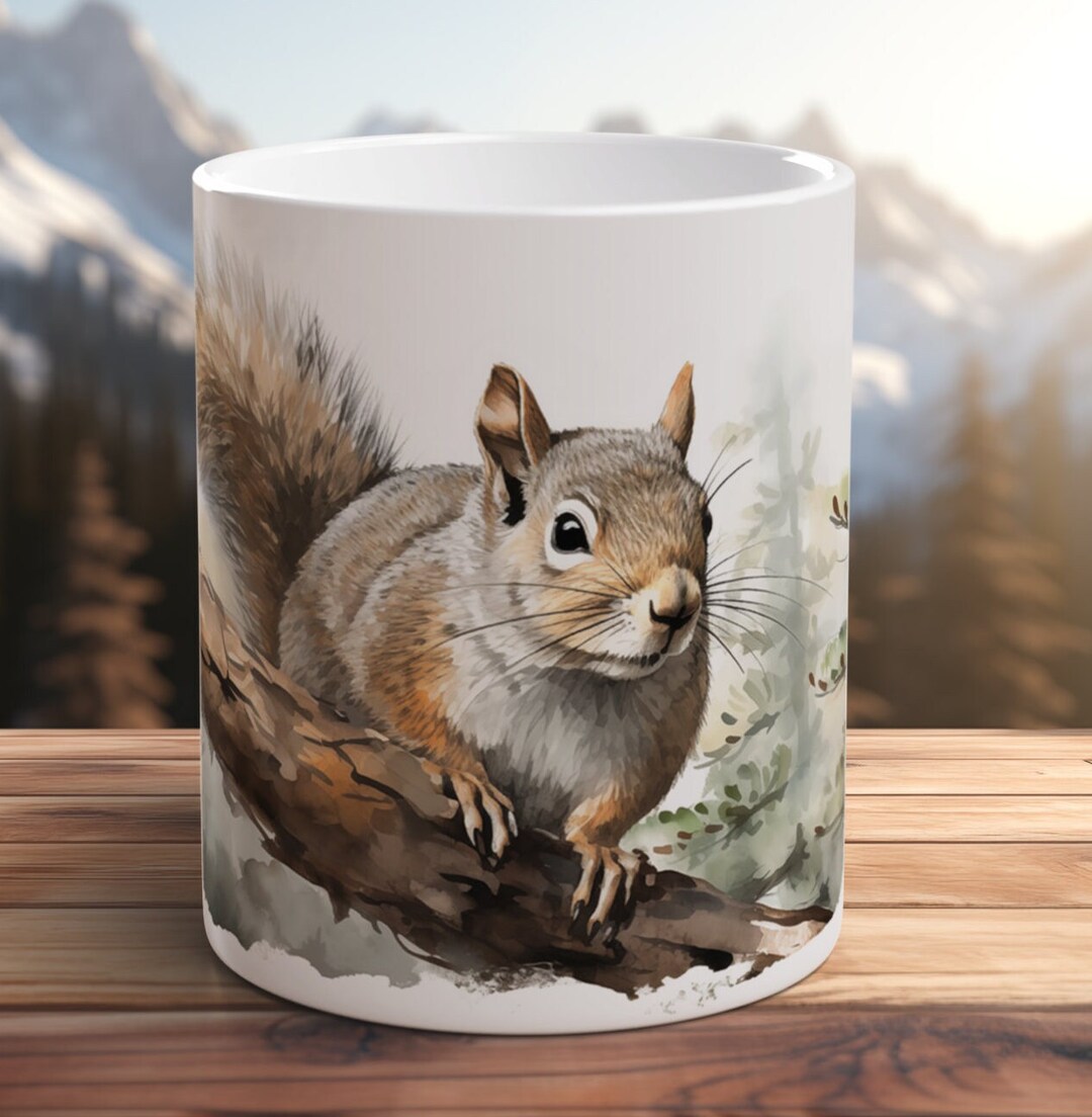 Hand-painted Gray Squirrel Wildlife Mug Ideal Gift for Wildlife Lovers ...