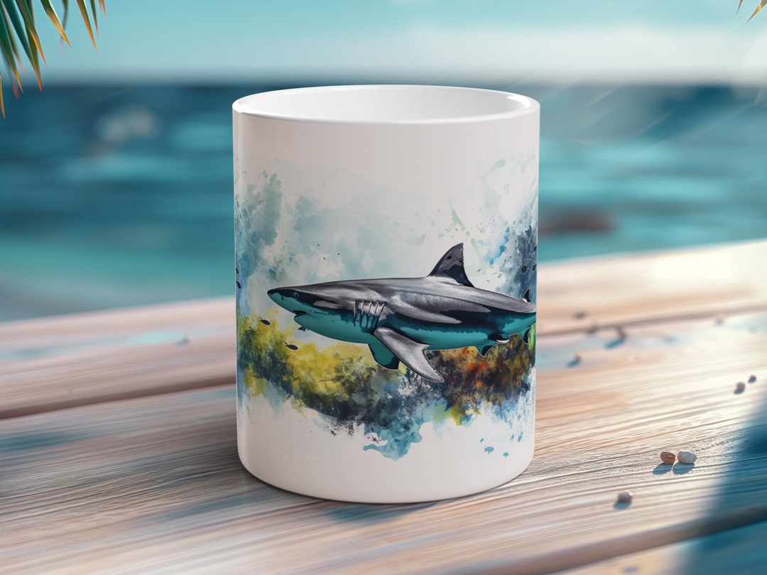 Tranquil Bull Shark Coffee Mug, Handmade Ceramic Cup, Ideal Shark Lover ...