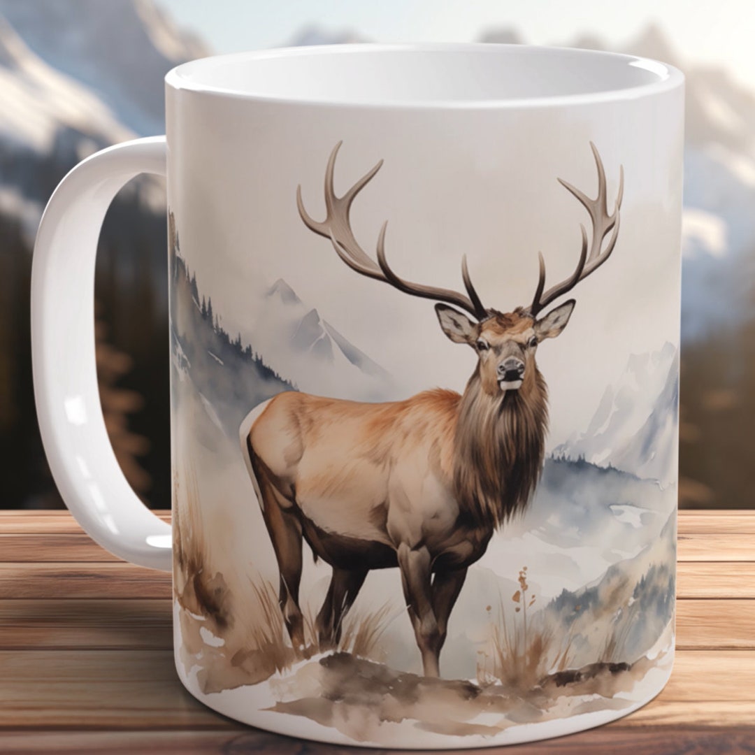 Wildlife-inspired Handcrafted Wapiti Art Mug Ceramic Cup, Wapiti ...