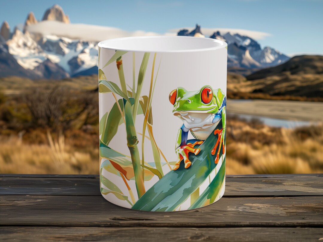 Red-eyed Tree Frog Rainforest Serenity Scene Watercolor Mug Perfect ...