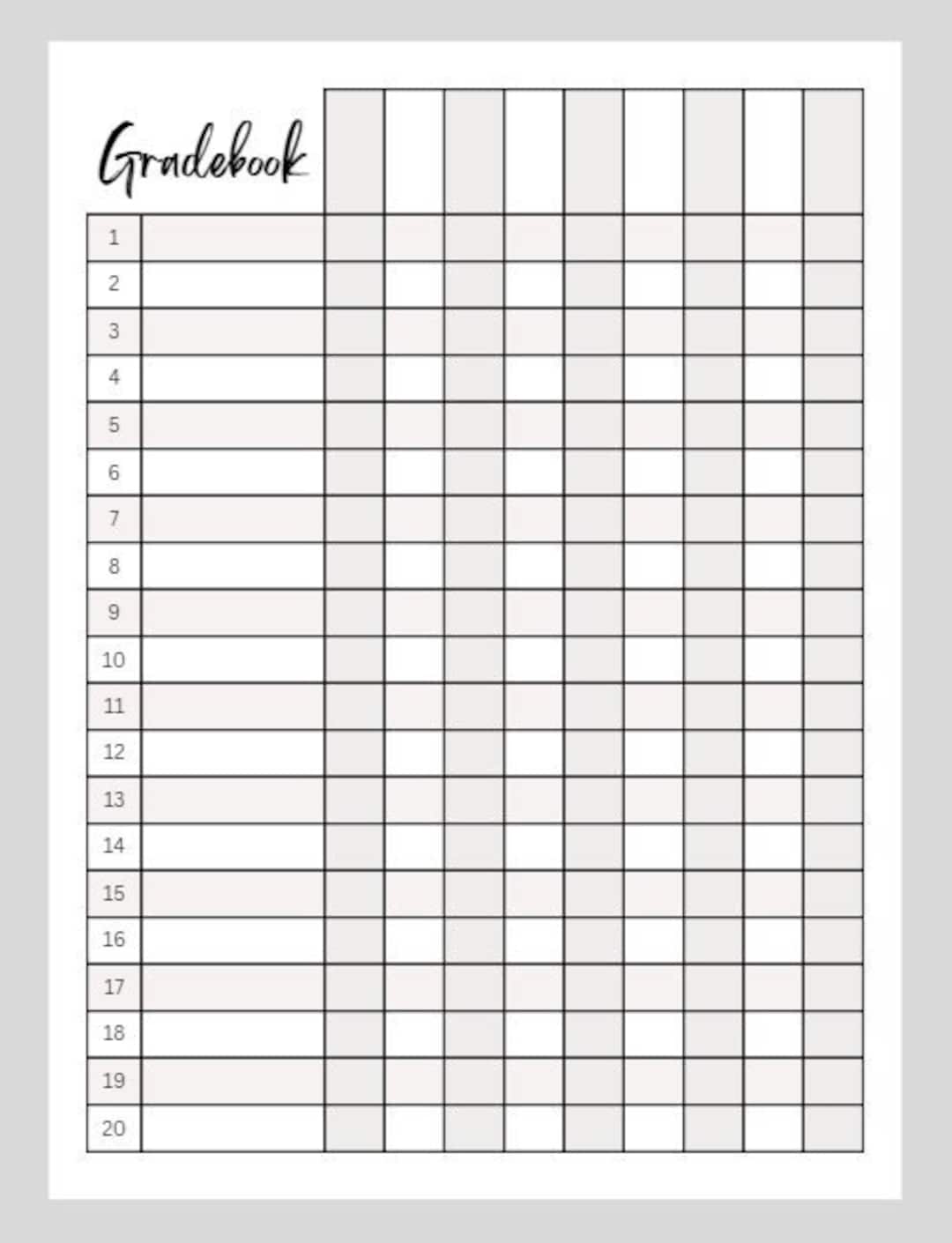 Printable Gradebook Layout - Etsy