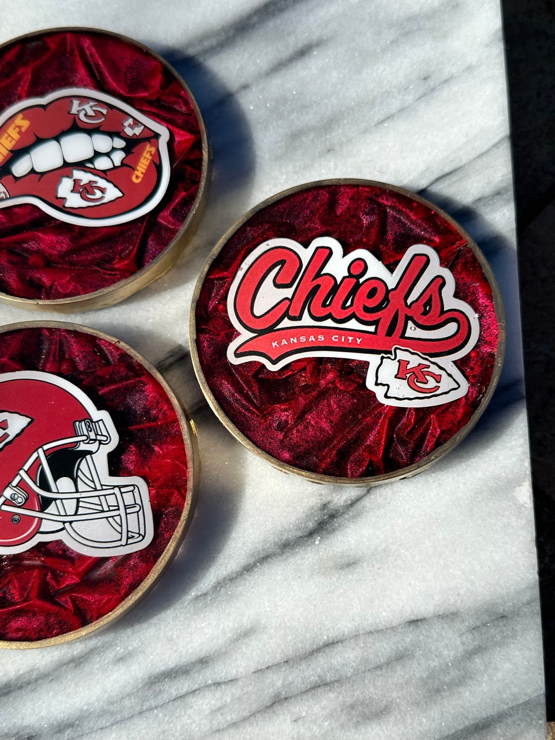 Chiefs Super Bowl Football Epoxy Resin Coasters Beautiful Decor for ...