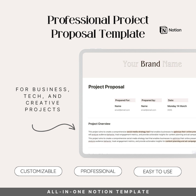 Notion Project Proposal Template, Professional Notion Template, Client Project Proposal, Scope ...