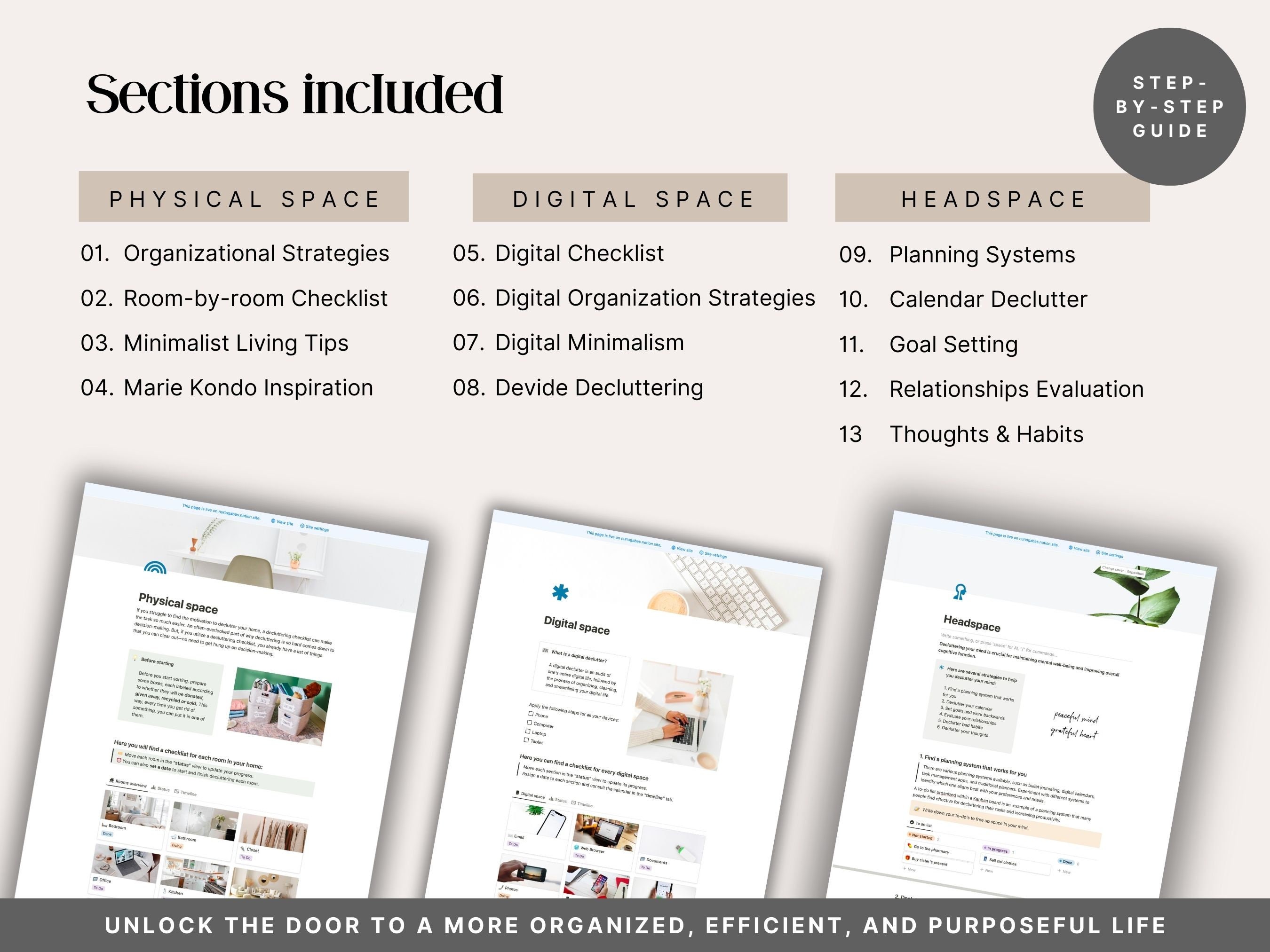 Decluttering Guide Aesthetic Notion Template Digital Minimalism Planner ...