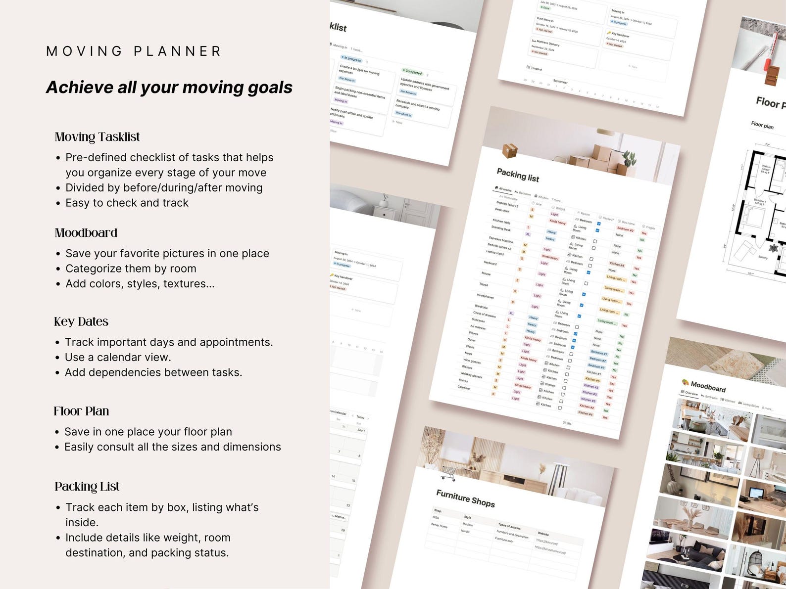 Notion Moving Planner | Apartment Hunt Tracker, Packing List & Moving ...
