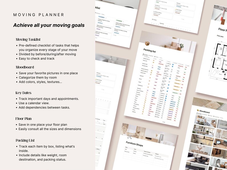 Moving Planner Notion, Notion Moving Template, Move Checklist, Apartment Hunting, Notion ...