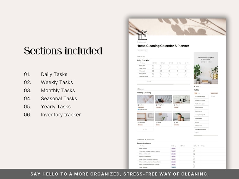 Cleaning Schedule Notion Template, Home Organization Planner, Home ...