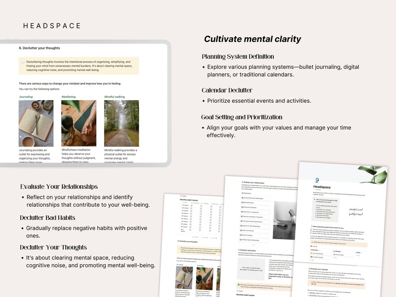 Decluttering Guide Aesthetic Notion Template Digital Minimalism Planner ...