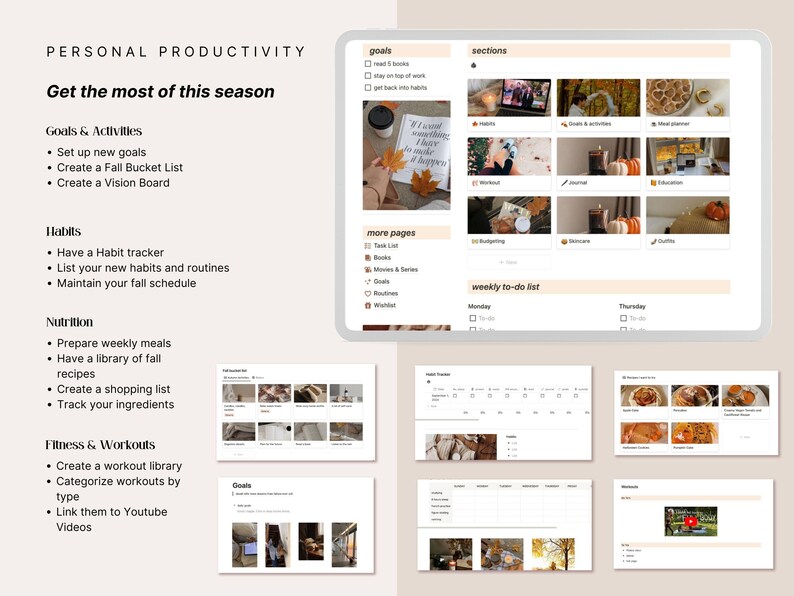 Autumn Notion Planner, Cozy Fall Template, Autumn Aesthetic Planner ...