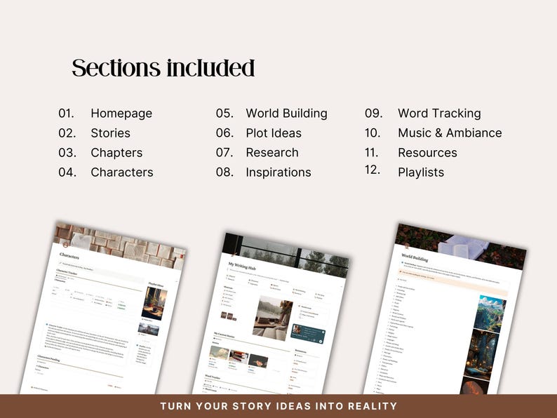 Notion Writing Template, Novel Planning Template, Book Writing ...