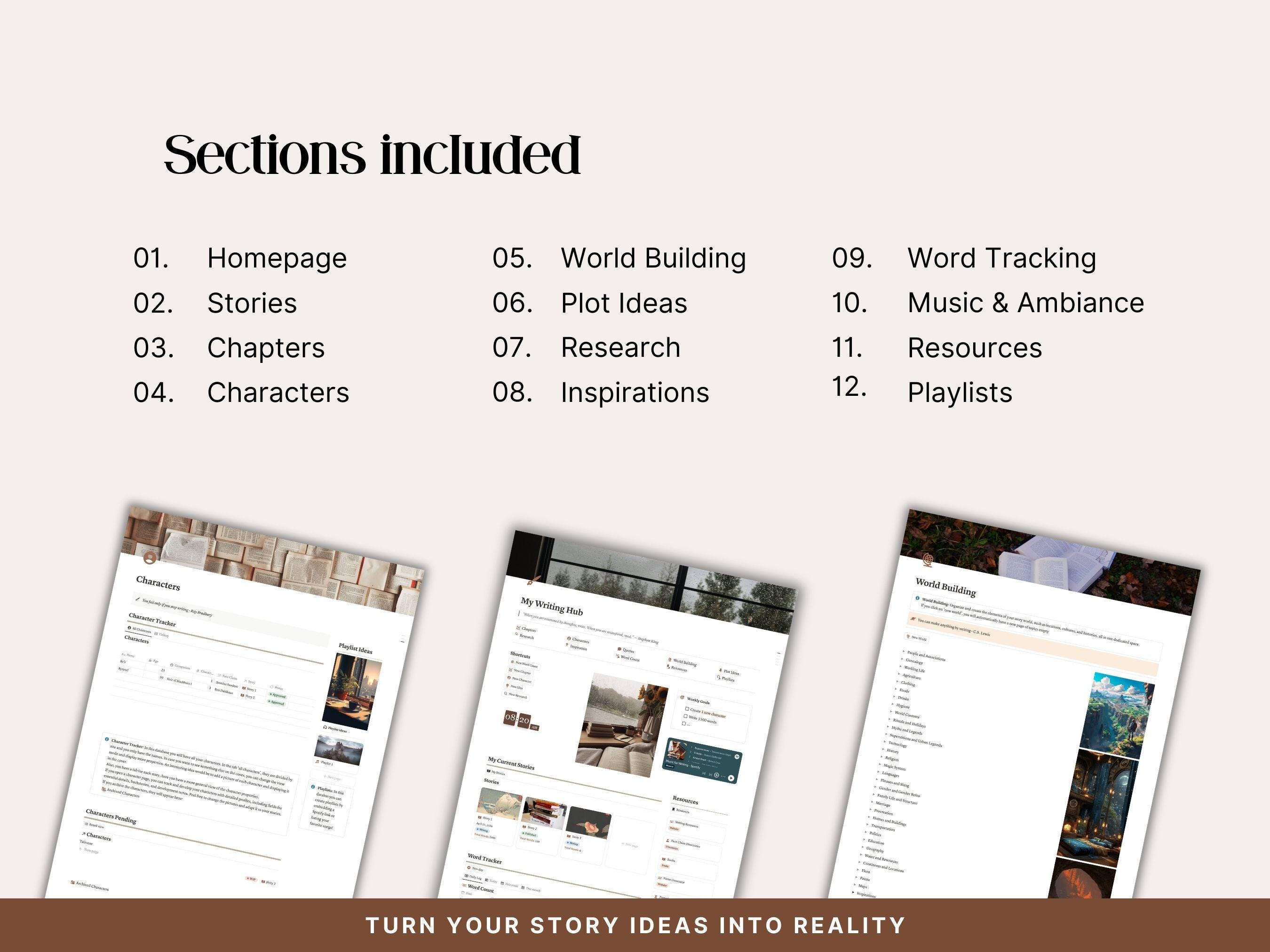 Notion Writing Template, Novel Planning Template, Book Writing ...