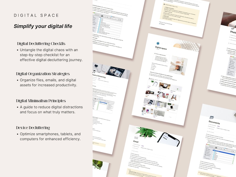 Decluttering Guide Aesthetic Notion Template Digital Minimalism Planner ...
