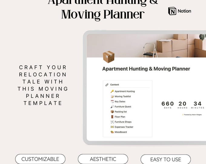 Moving Planner Notion, Notion Moving Template, Move Checklist ...