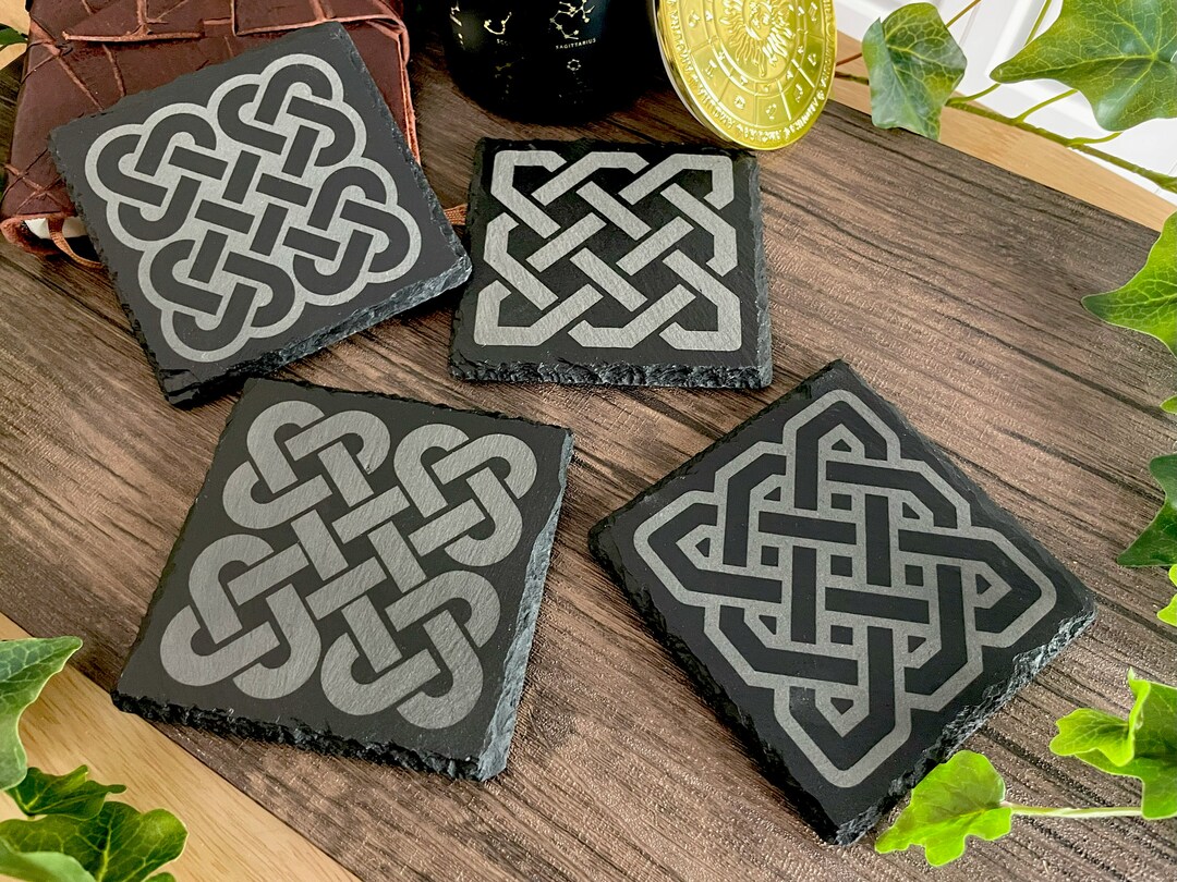 Celtic Knot Engraved Slate Coasters (set of 4) | Celtic Knots Symbols ...
