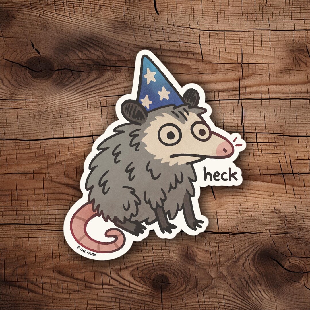 Heck Possum Wizard Sticker – Funny Opossum Meme Vinyl Decal, Wizard Hat ...