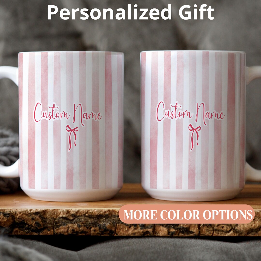 Custom Name Mug, Personalized Coffee Mug, Pink Coquette Mug, Girly ...