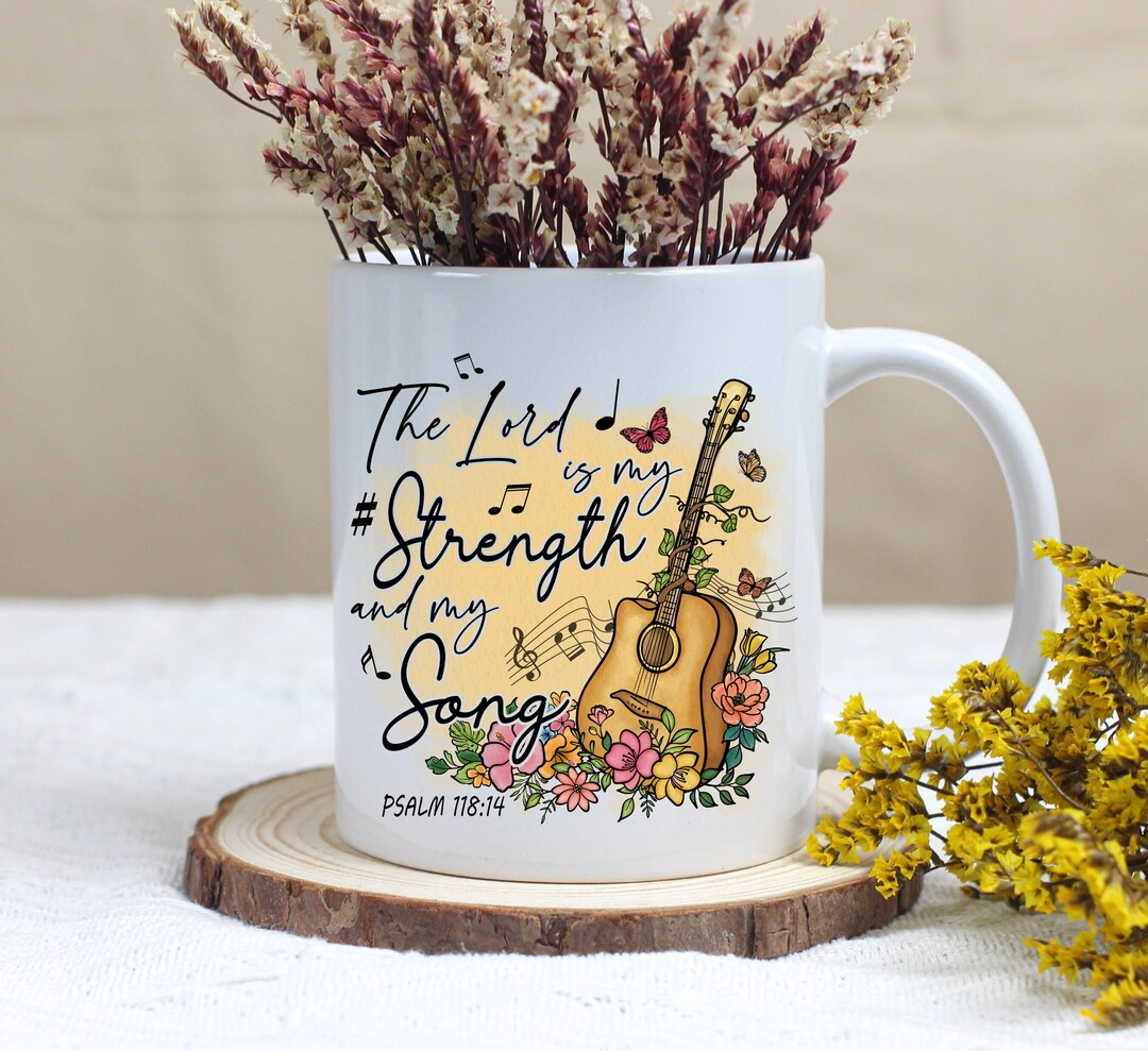 Ceramic Mug With Inspiring Psalm 118:14 Scripture Logo Christian Bible ...