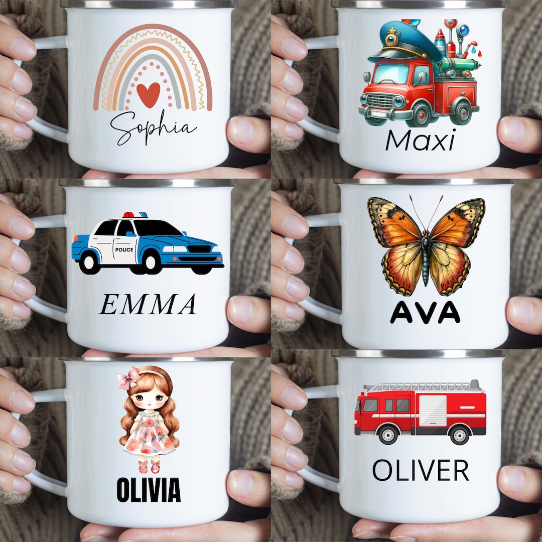 Personalized Kids Enamel Mug Custom Mug for Kids Children Enamel Cup ...