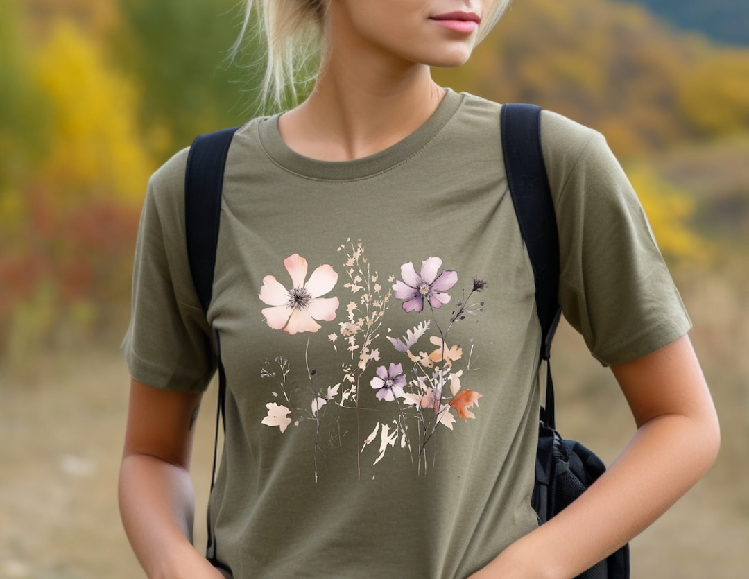 Watercolor Flower Shirt, Floral T-shirt Gift for Women Ladies Tee Gift ...
