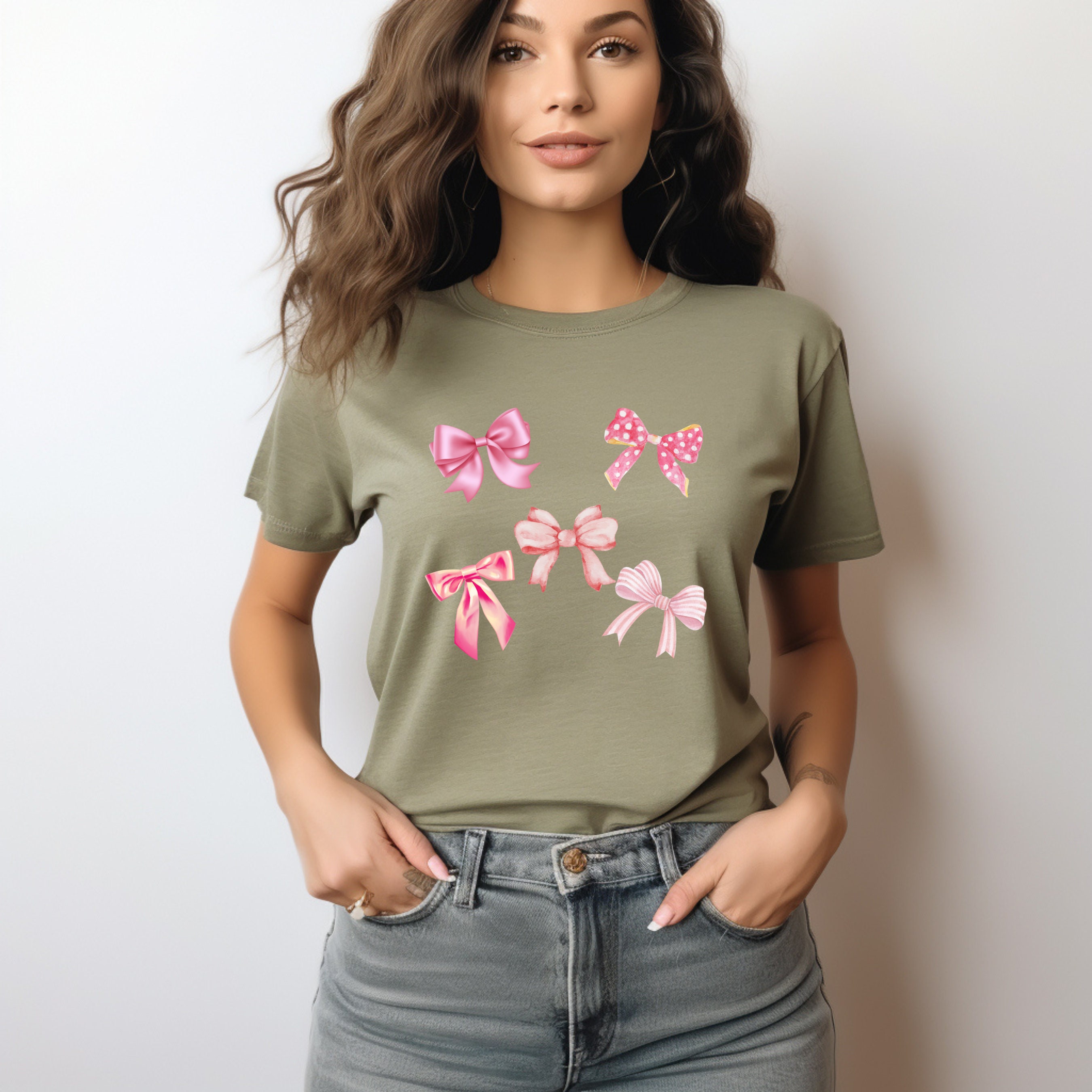Cute Girly Coquette Tee Shirt, Preppy Bows T-shirt, Messy Bows Tee ...