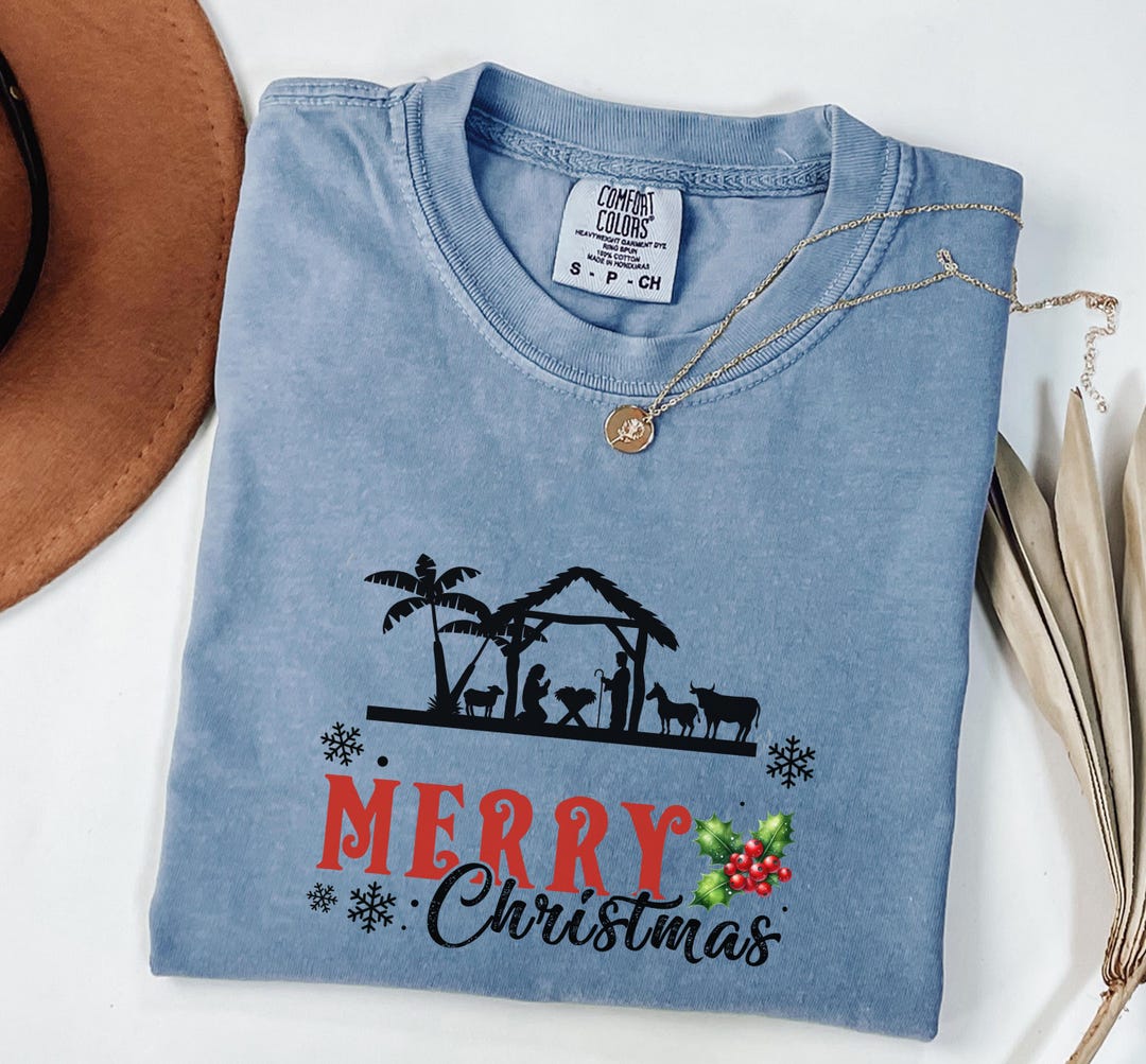 Vintage Merry Christmas Nativity T-shirt for Women Trendy, Gift for ...