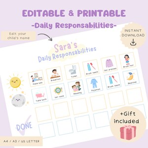 Editable Daily Routine Cards, Visual Schedule Kids, Kids Chore Chart ...