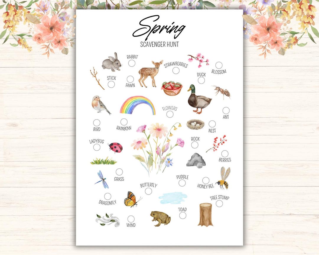 Outdoor Scavenger Hunt for Kids, Spring Unit Study, Outdoor Treasure ...