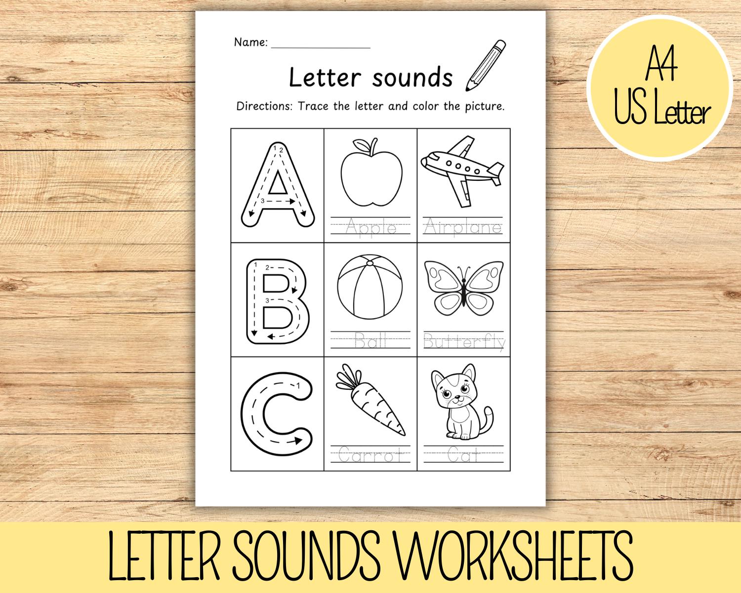 Hojas de trabajo imprimibles de sonidos de letras del alfabeto, hojas ...