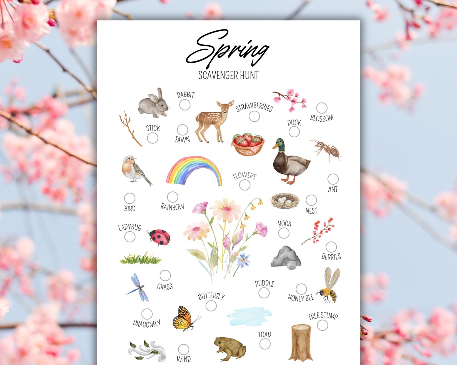 Outdoor Scavenger Hunt for Kids, Spring Unit Study, Outdoor Treasure ...
