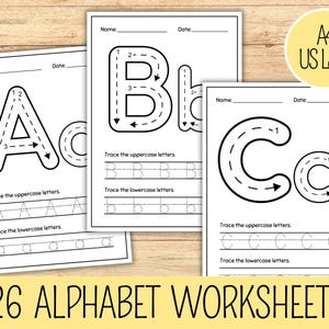 26 Alphabet Trace Worksheets, Uppercase Lowercase Alphabet, Tracing ...