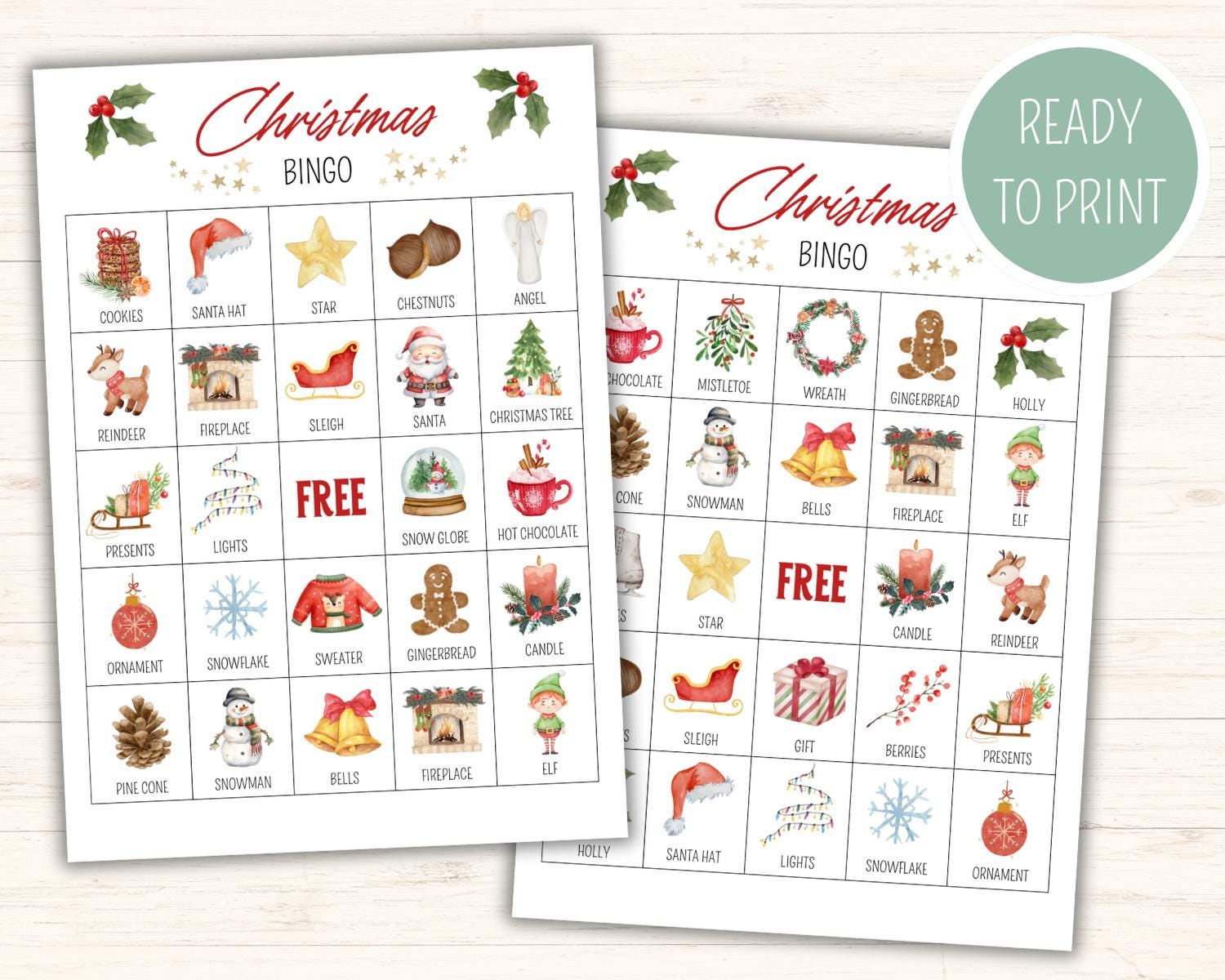 Christmas Bingo Cards, Printable Kids Christmas Bingo Game, Christmas ...