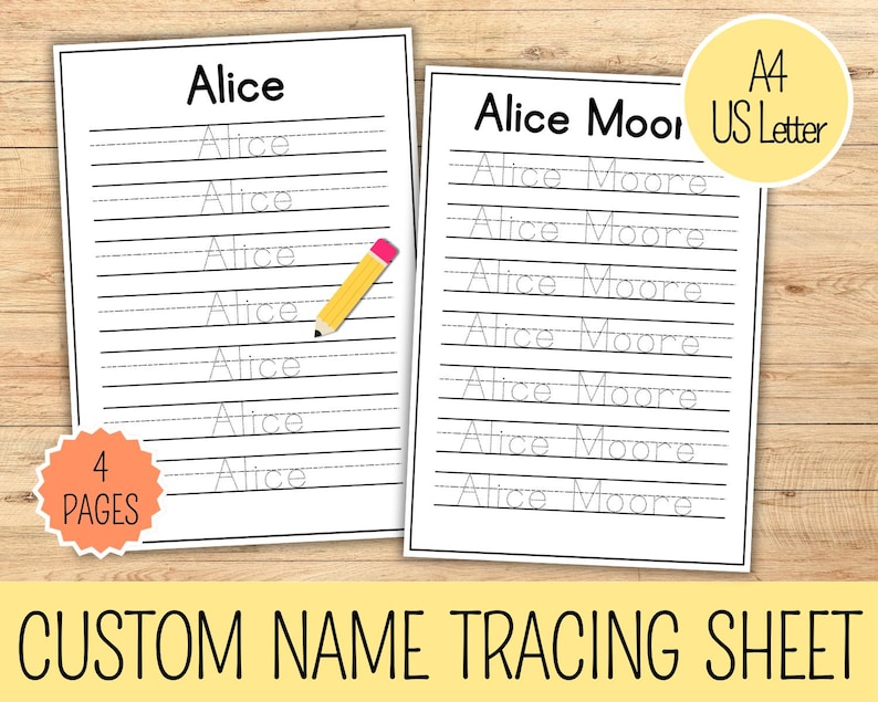 Custom Name Tracing Sheet, Handwriting Practice, Personalized Name ...