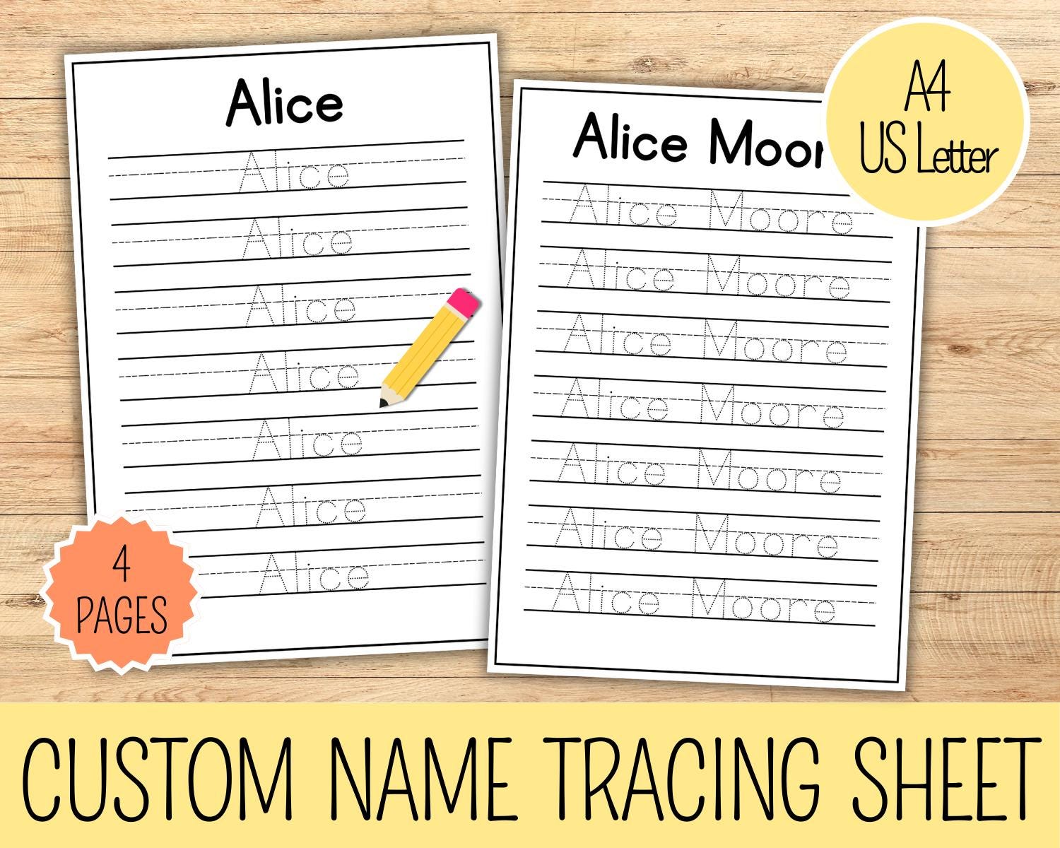 Custom Name Tracing Sheet, Handwriting Practice, Personalized Name ...