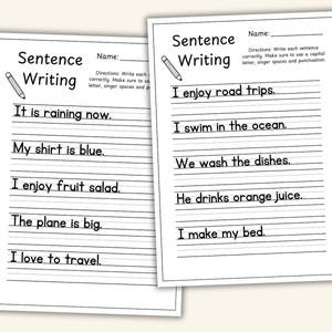 100 Printable Write the Sentence Worksheets, Sentence Writing Worksheet ...