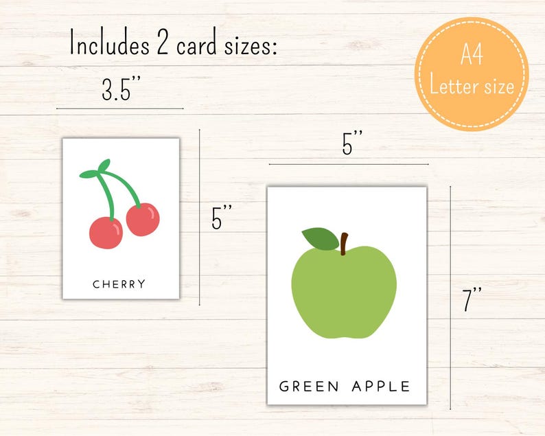 40 Printable Fruits Flashcards, Montessori Flashcards, Three Part Cards ...
