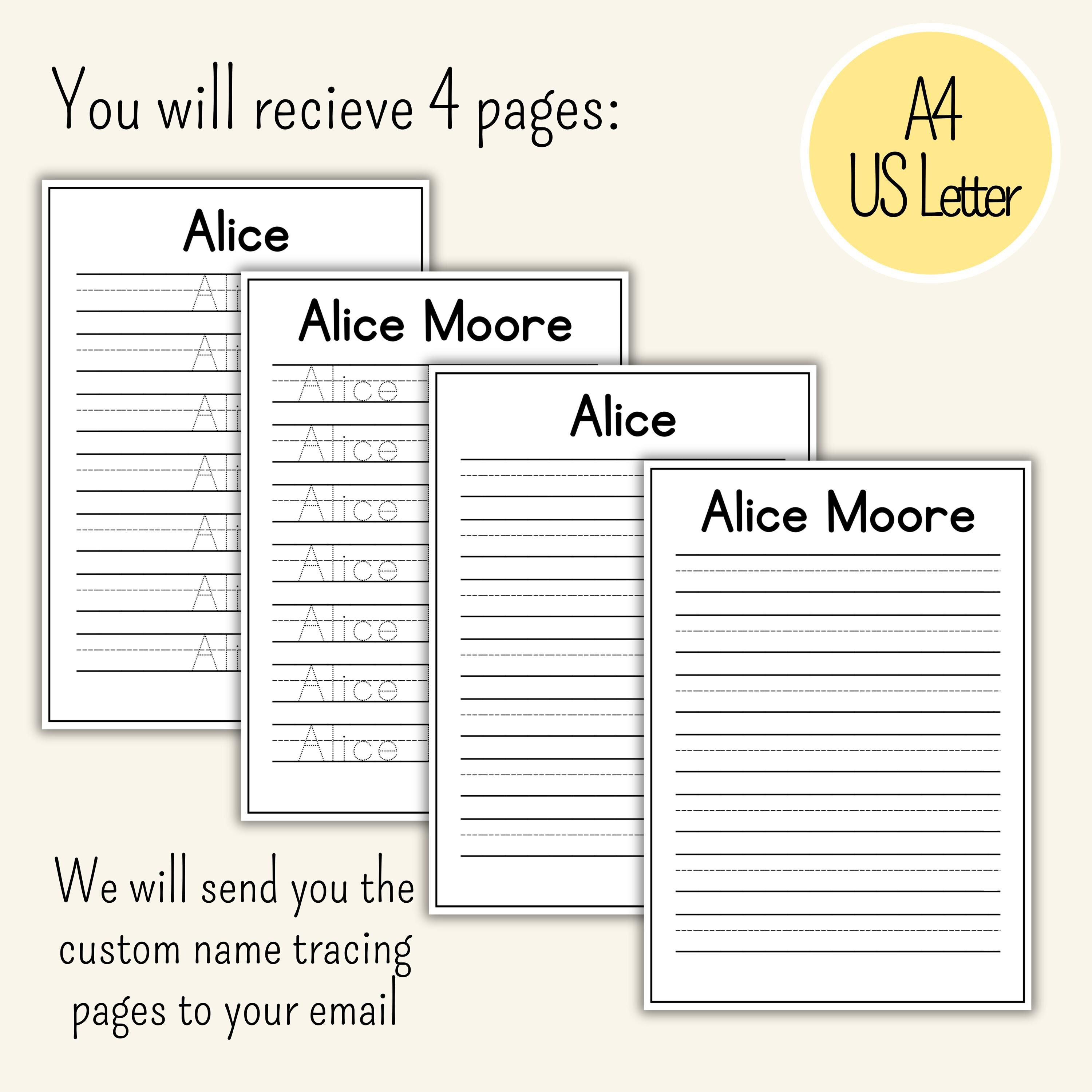 Custom Name Tracing Sheet, Handwriting Practice, Personalized Name ...