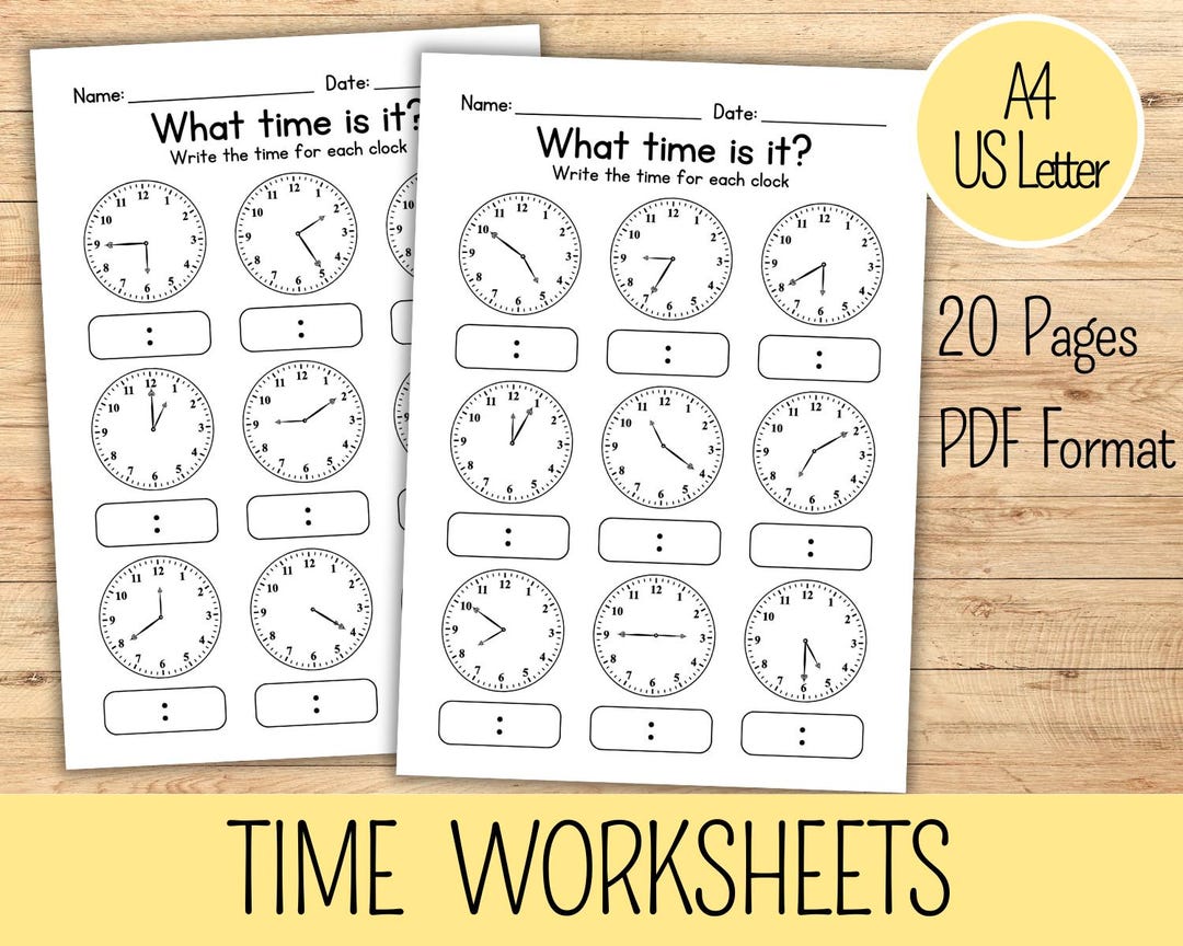 20 Telling Time Worksheets, Learn Telling Time, Printable Time ...